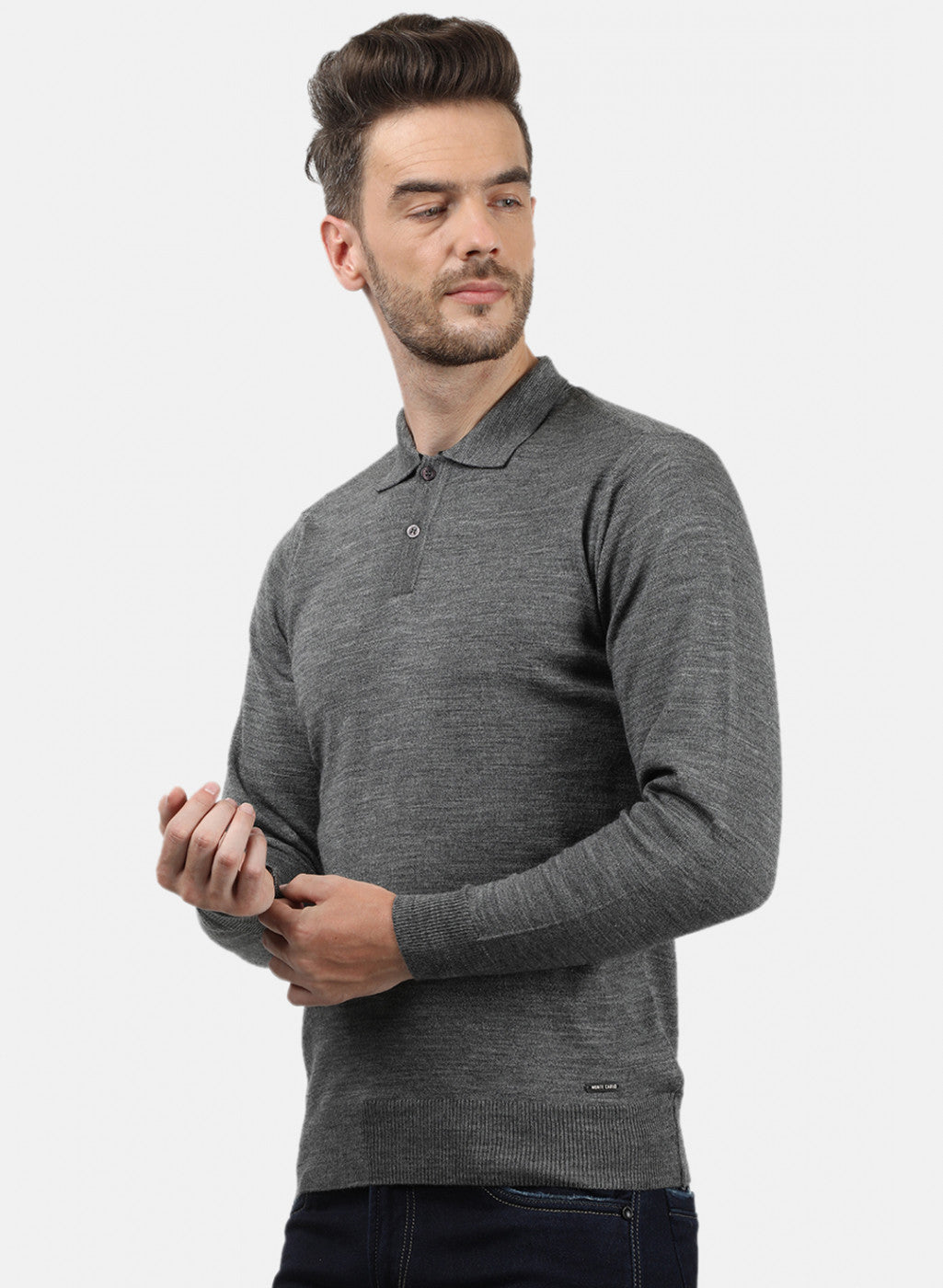Buy Men Grey Collar T-Shirt Online in India - Monte Carlo