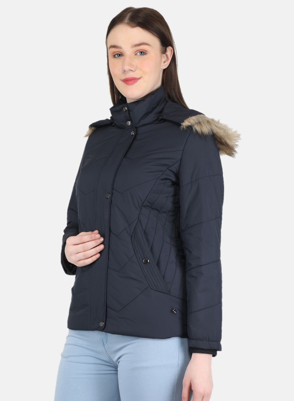 Buy Women Navy Blue Solid Jacket Online in India - Monte Carlo